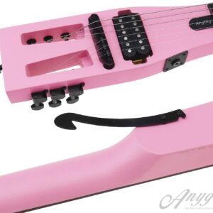 Anygig Electric Guitar Practice Portable Travel 82CM 1.6KG Pink Matte 25.5" Full Scale with Gigbag Right Handed