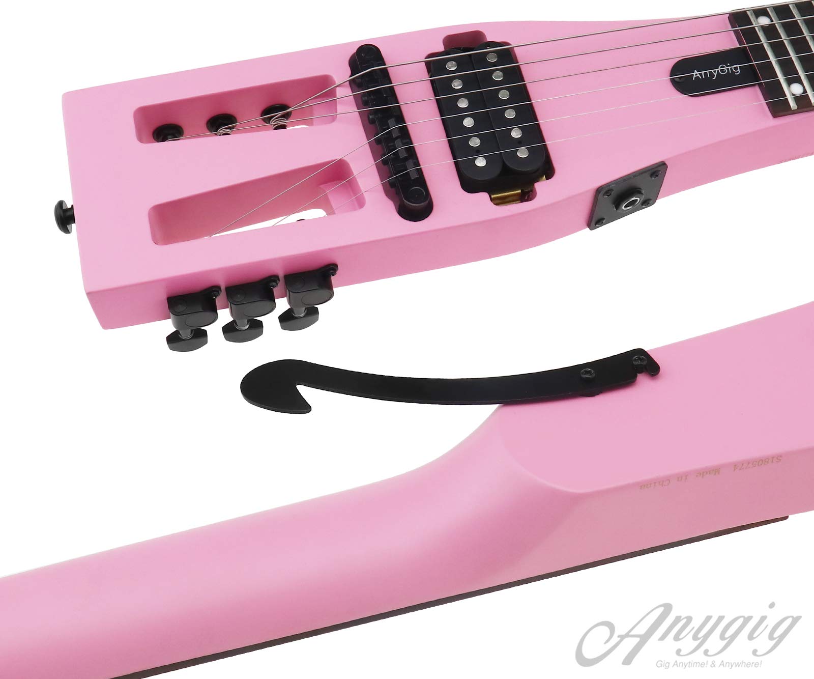 Anygig Electric Guitar Practice Portable Travel 82CM 1.6KG Pink Matte 25.5" Full Scale with Gigbag Right Handed