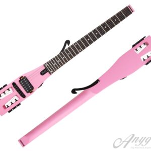 Anygig Electric Guitar Practice Portable Travel 82CM 1.6KG Pink Matte 25.5" Full Scale with Gigbag Right Handed