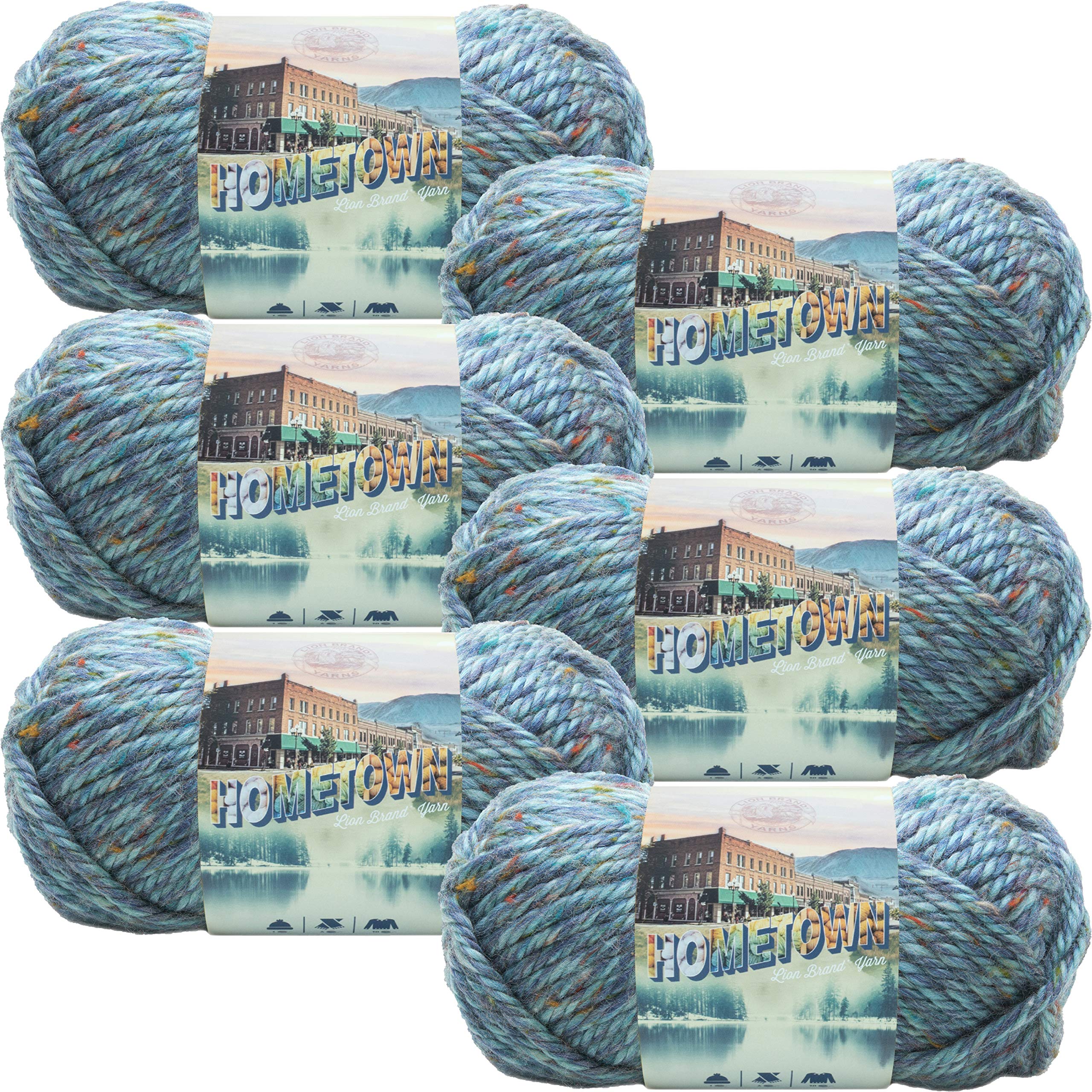 Lion Brand Hometown USA Yarn 6/Pk-Key Largo Tweed, 6 Pack