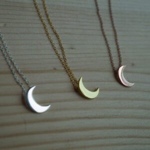 Silver Crescent Moon Choker - 925 Sterling Silver Necklace - Short Necklace - Silver Choker Necklace - Dainty necklace - Moon Necklace - Tiny Moon Necklace - Waning Moon - Waxing Moon