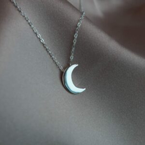 Silver Crescent Moon Choker - 925 Sterling Silver Necklace - Short Necklace - Silver Choker Necklace - Dainty necklace - Moon Necklace - Tiny Moon Necklace - Waning Moon - Waxing Moon