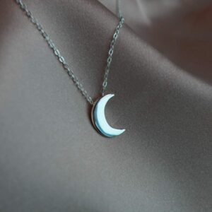 Silver Crescent Moon Choker - 925 Sterling Silver Necklace - Short Necklace - Silver Choker Necklace - Dainty necklace - Moon Necklace - Tiny Moon Necklace - Waning Moon - Waxing Moon