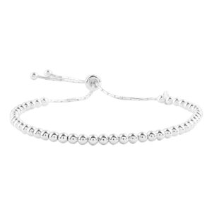 shop lc 925 sterling silver beaded bolo bracelet - adjustable bead bracelet - ball slider bracelets for women jewelry birthday gifts for women