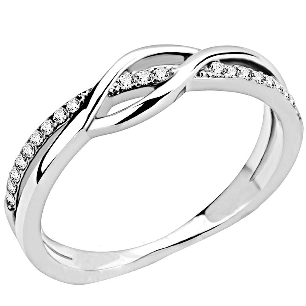 Jude Jewelers Stainless Steel Waved Knot Engagement Wedding Promise Anniversary Statement Ring (Silver Clear, 8)