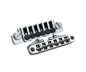 guyker guitar tune-o-matic saddle bridge gm003 and vintage stop bar lock tp6 tailpiece combo replacement compatible with les paul lp sg style 6 strings electric guitar (chrome)