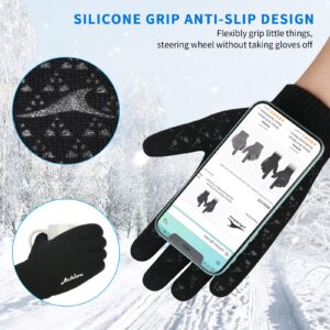 Achiou Winter Gloves for Men Women, Upgraded Thicken Touch Screen, Anti-Slip Silicone Gel, Thermal Soft Knit Lining