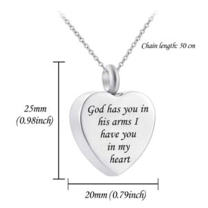 weikui God has You in his arms with Angel Wing Charm Cremation Ashes Jewelry Keepsake Memorial Urn Necklace with Birthstone Crystal (December)