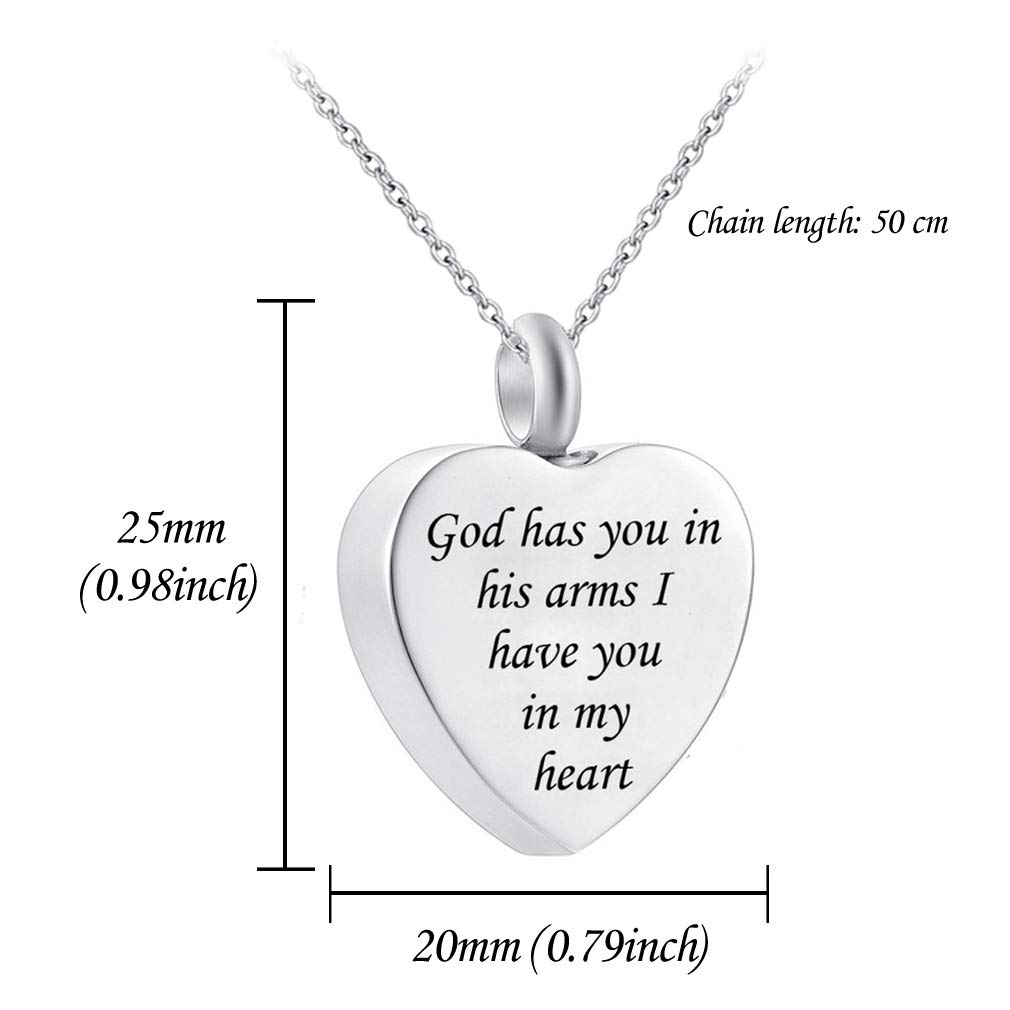 weikui God has You in his arms with Angel Wing Charm Cremation Ashes Jewelry Keepsake Memorial Urn Necklace with Birthstone Crystal (December)