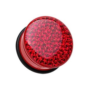 covet jewelry brilliant sparkles color body single flared ear gauge plug (00 ga (10mm), red)