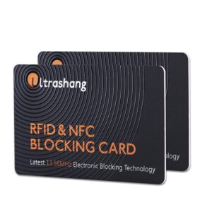 ultrashang 2pcs rfid blocking card, fuss-free protection for entire wallet shield, credit card protector nfc bank debit blocker, identity theft prevention for passport travel security (ver. 2.0)