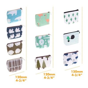 Small Coin Purse, Selizo 10 Pcs Canvas Zipper Change Purse Small Zipper Pouch, assorted colors