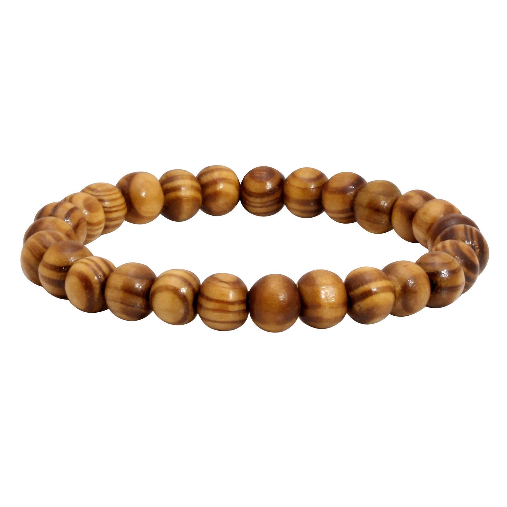 MILAKOO 3 Pcs Wooden Beaded Bracelet Bangle for Men and Women Elastic 8MM Beads