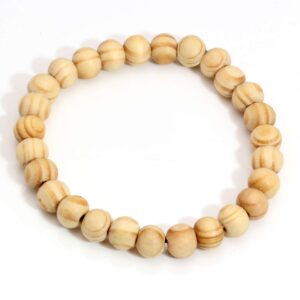 MILAKOO 3 Pcs Wooden Beaded Bracelet Bangle for Men and Women Elastic 8MM Beads