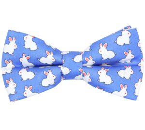 ocia cute pattern pre-tied bow tie adjustable bowties for adult & children white blue (rabbits)