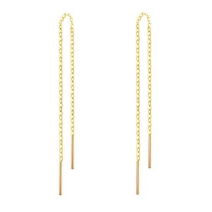 14k gold earrings for women dangle earrings drop thread dangling earrings minimalism dipped long chain earring (gold)