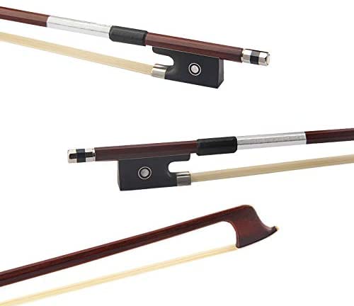 AMZZ Professional Full Size 4/4 Violin Bow Well Balanced Round Brazil Wood Stick Horsehair （4 4 Violin Bow）