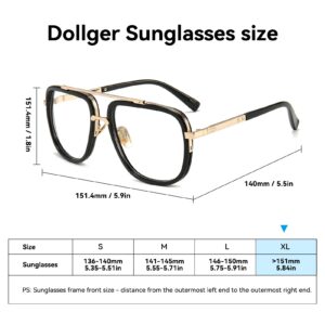 Dollger Oversized Square Aviator Glasses for Men Pilot Gold Frame Retro Glasses