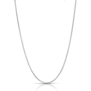 next level jewelry authentic solid sterling silver franco box link .925 rhodium necklace chains 1mm - 5.5mm, silver chain for men & women, made in italy, 1.5mm,20