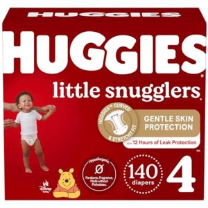 huggies size 4 diapers, little snugglers baby diapers, size 4 (22-37 lbs), 70 count (pack of 2)