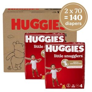 Huggies Size 4 Diapers, Little Snugglers Baby Diapers, Size 4 (22-37 lbs), 70 Count (Pack of 2)