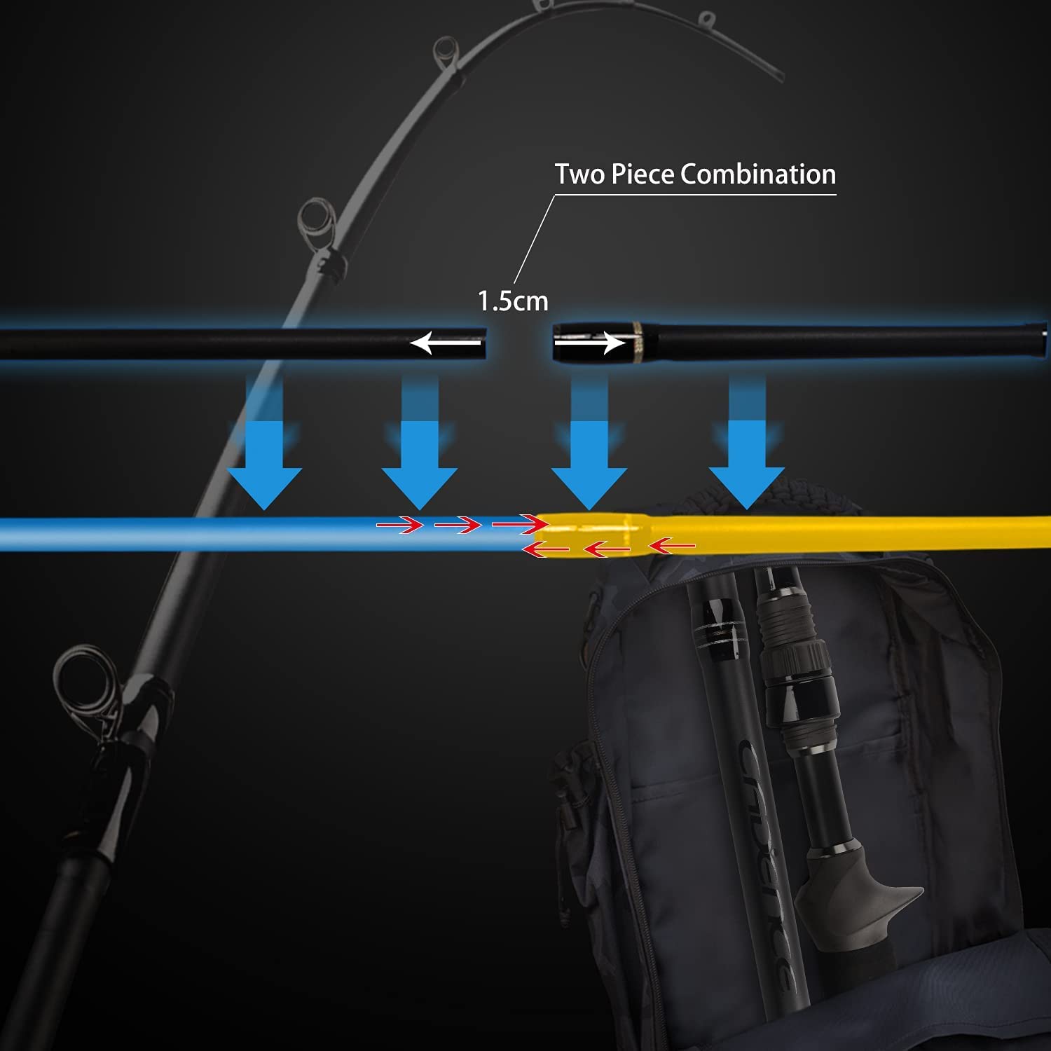 Cadence CR6B Baitcasting Rods Fast Action Fishing Rods Lightweight Portable Casting Rods with 30 Ton Carbon Exposed Blank Reel Seat Stainless Steel Guides with SiC Inserts Baitcast Rods