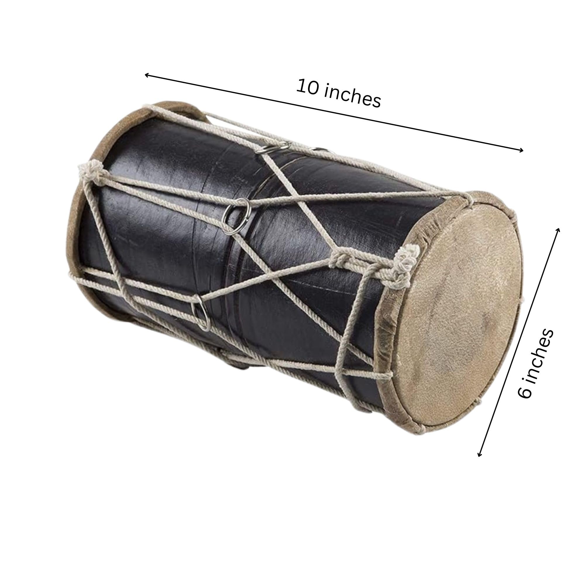 10 x 6 Inch Medium Handmade Wooden & Leather Classical Indian Folk Tabla Drum Set Hand Percussion Drums World Musical Instruments Punjabi Dhol Dholak Dholki Fun Birthday Housewarming Gift Ideas