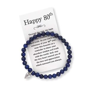 80th birthday gift for women - 80th jewelry bracelet with box, bow and card