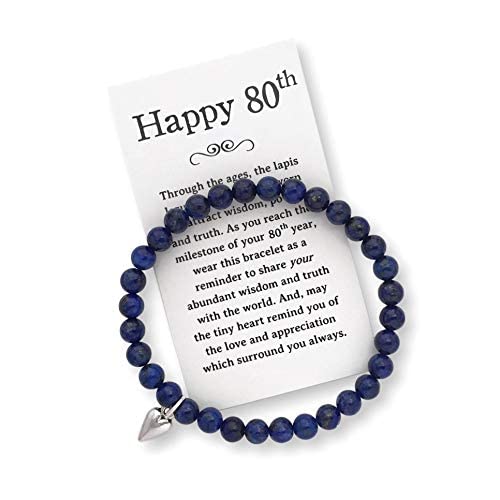 80th Birthday Gift for Women - 80th Jewelry Bracelet with Box, Bow and Card