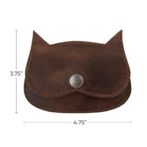 Hide & Drink, Cat-Shaped Wallet, Coin Pouch, Money Holder, Travel Accessory, Full Grain Leather, Handmade, Bourbon Brown