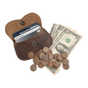 Hide & Drink, Cat-Shaped Wallet, Coin Pouch, Money Holder, Travel Accessory, Full Grain Leather, Handmade, Bourbon Brown