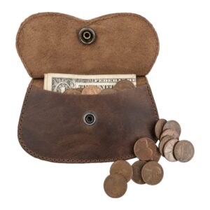 Hide & Drink, Cat-Shaped Wallet, Coin Pouch, Money Holder, Travel Accessory, Full Grain Leather, Handmade, Bourbon Brown