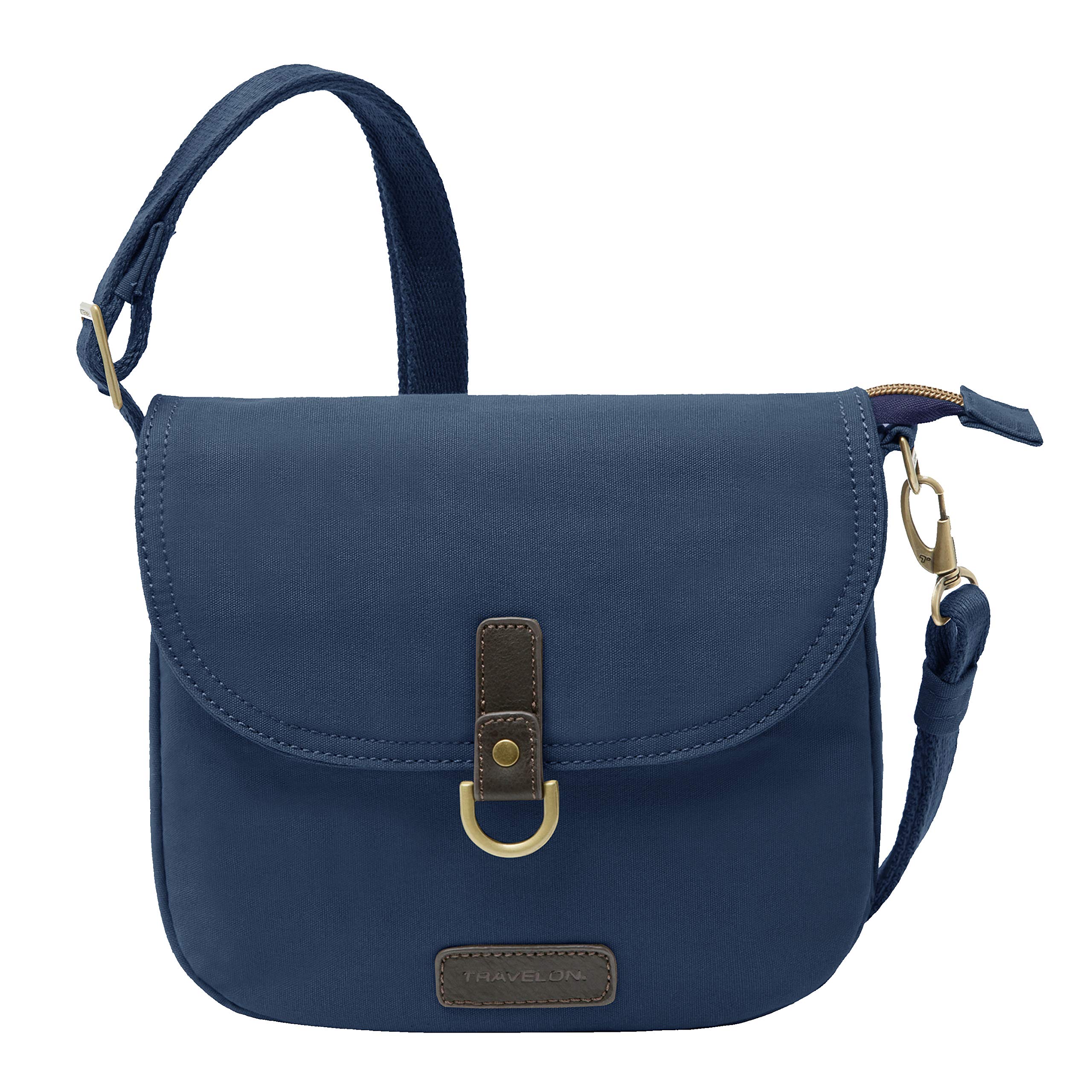 Travelon Anti-Theft Courier Saddle Crossbody, Navy, 9 x 7 x 2.25