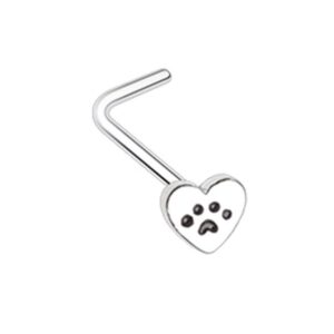 covet jewelry heart paw animal lover l-shape nose ring