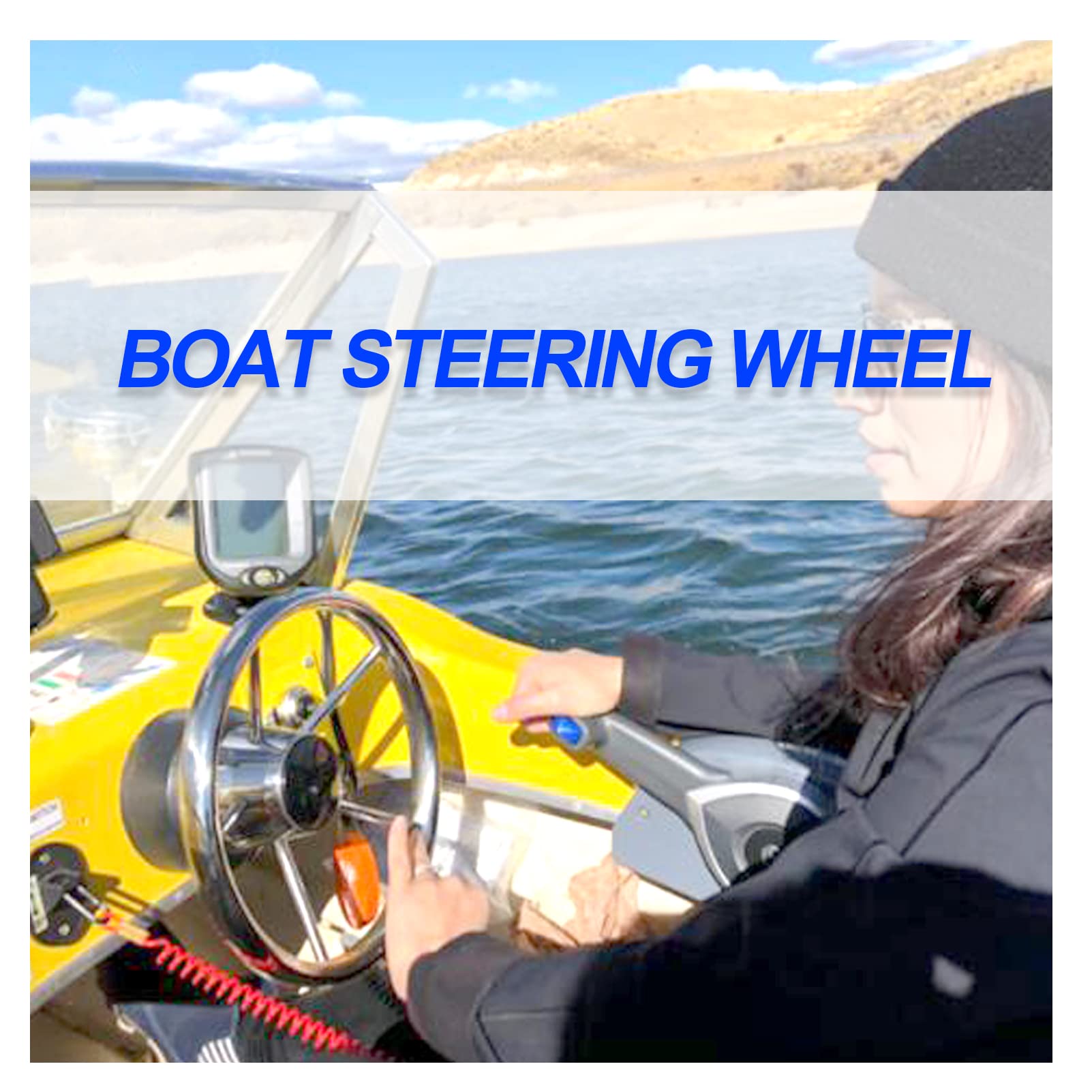 11 Inch Boat Stainless Steel Steering Wheel Destroyer Style Marine Steering Wheel 5 Spokes for Pontoon Boat Yacht