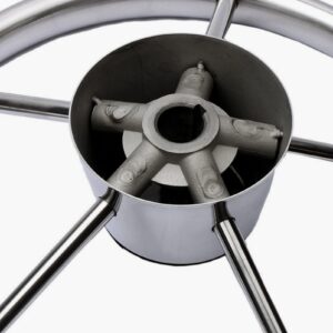 11 Inch Boat Stainless Steel Steering Wheel Destroyer Style Marine Steering Wheel 5 Spokes for Pontoon Boat Yacht