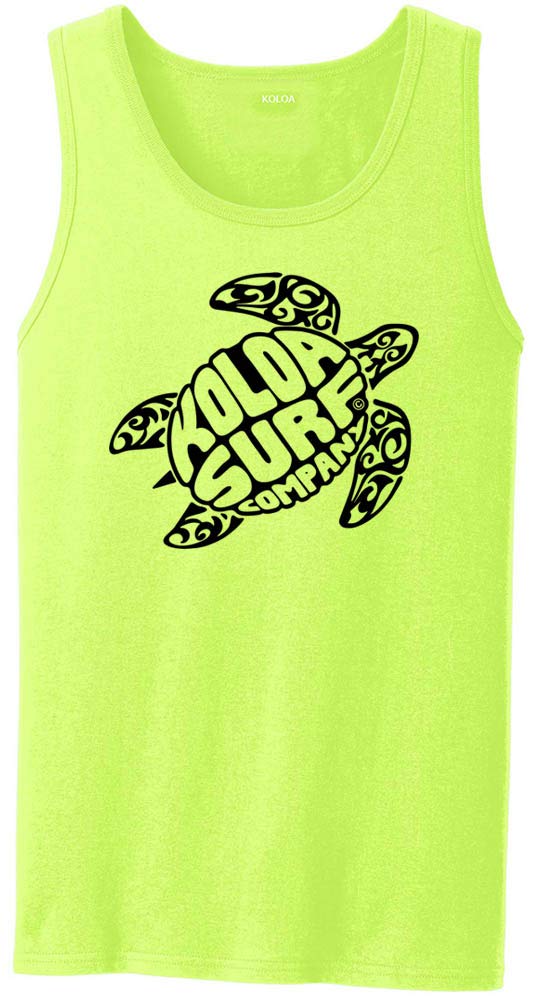 Koloa Tribal Turtle Logo Tank Top-XL-NeonYellow/b