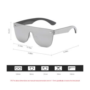 2020 VentiVenti Rimless Sunglasses For Women Men One Piece Square Oversize Mirror Lens Anti Reflective Silver Revo