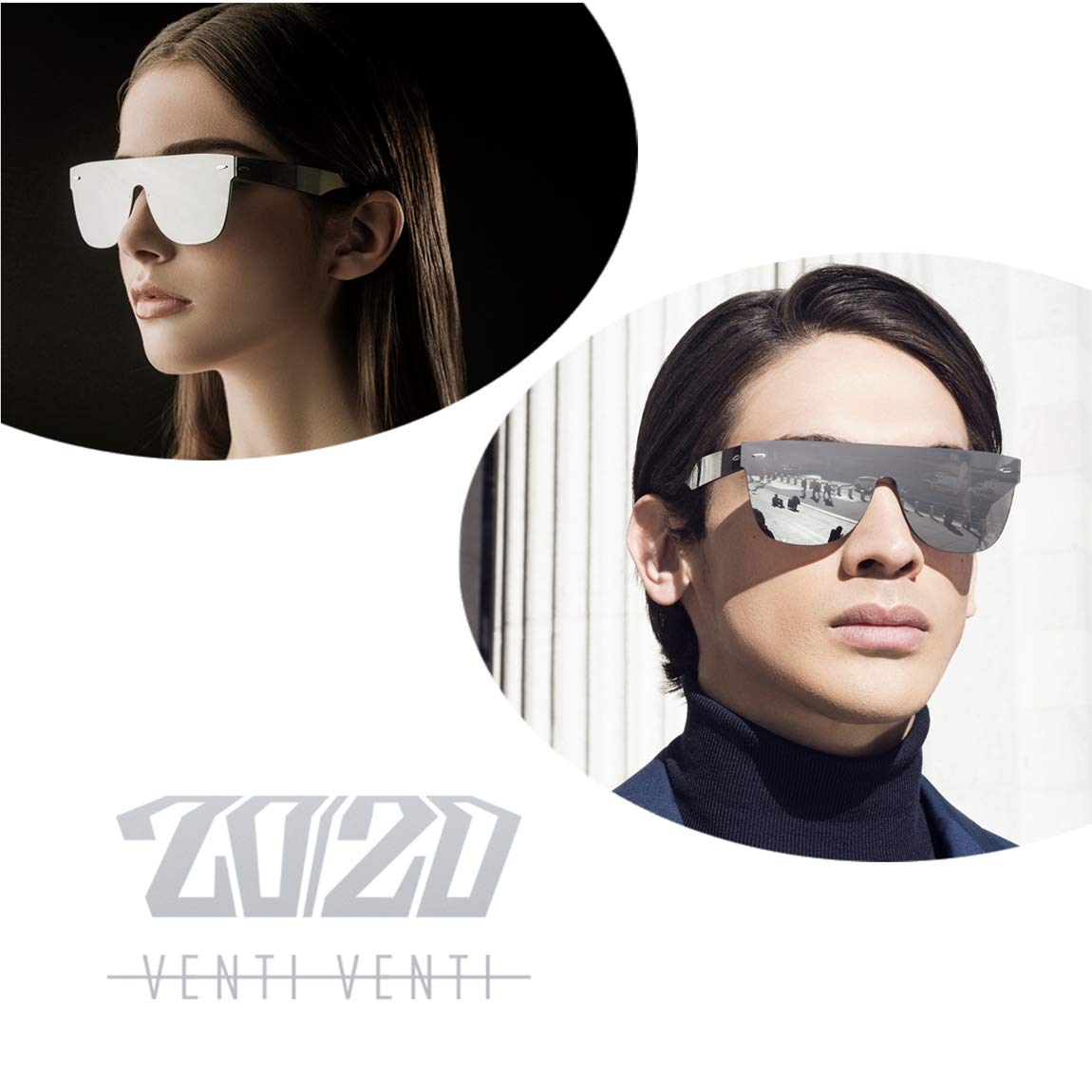 2020 VentiVenti Rimless Sunglasses For Women Men One Piece Square Oversize Mirror Lens Anti Reflective Silver Revo