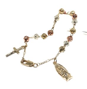 fran & co. virgin mary bracelet virgen de guadalupe pulsera tres colores oro laminado 8“