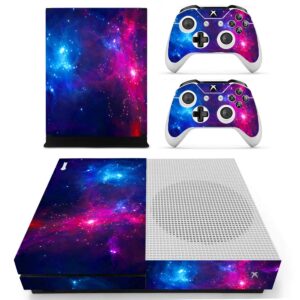 uushop protective vinyl skin stickers for microsoft xbox one s with two free wireless controller decals purple blue galaxy