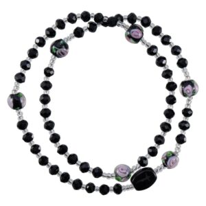 crystal black twist 4mm rosary bracelet