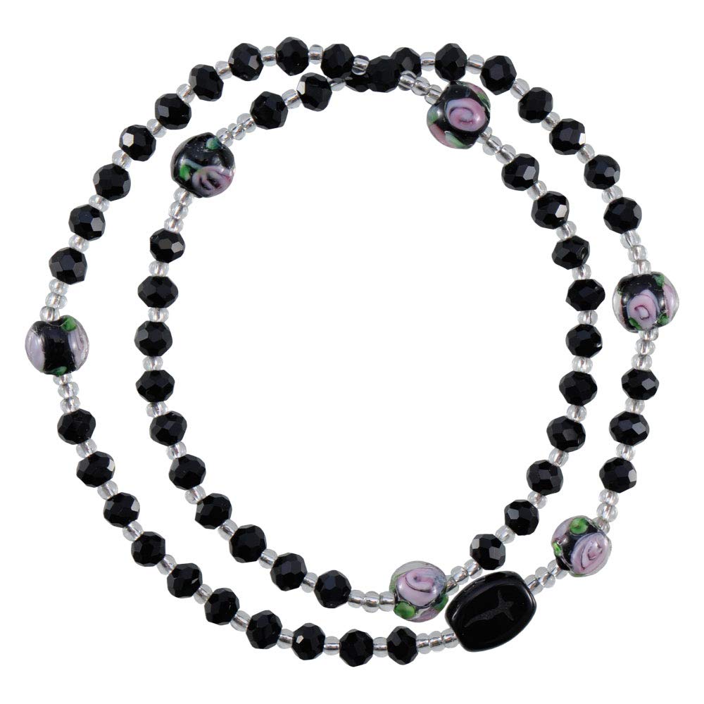 Crystal Black Twist 4mm Rosary Bracelet