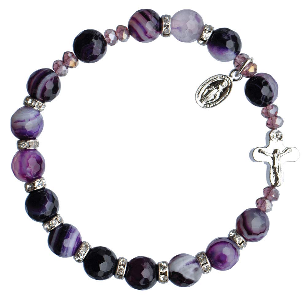 Purple Agate 8mm Rosary Bracelet