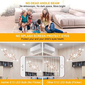 Ascher E12 Candelabra LED Light Bulbs 60 Watt Equivalent, 550 Lumen, Daylight White 5000K, Clear LED Filament Candle Bulbs, Non-Dimmable, Pack of 5