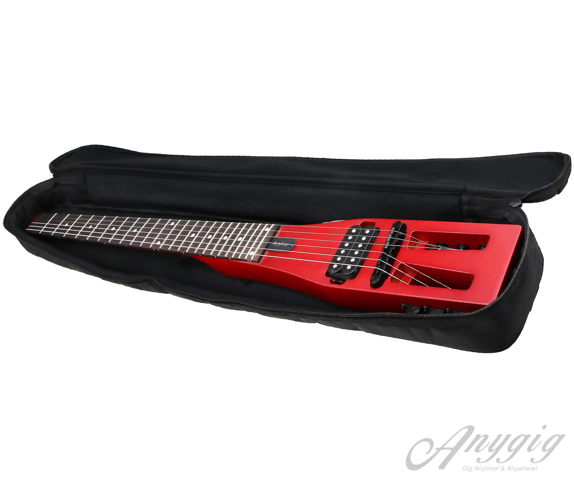 Anygig Electric Guitar Practice Portable Travel 82CM 1.6KG Cherry Matte 25.5" Full Scale with Gigbag Right Handed