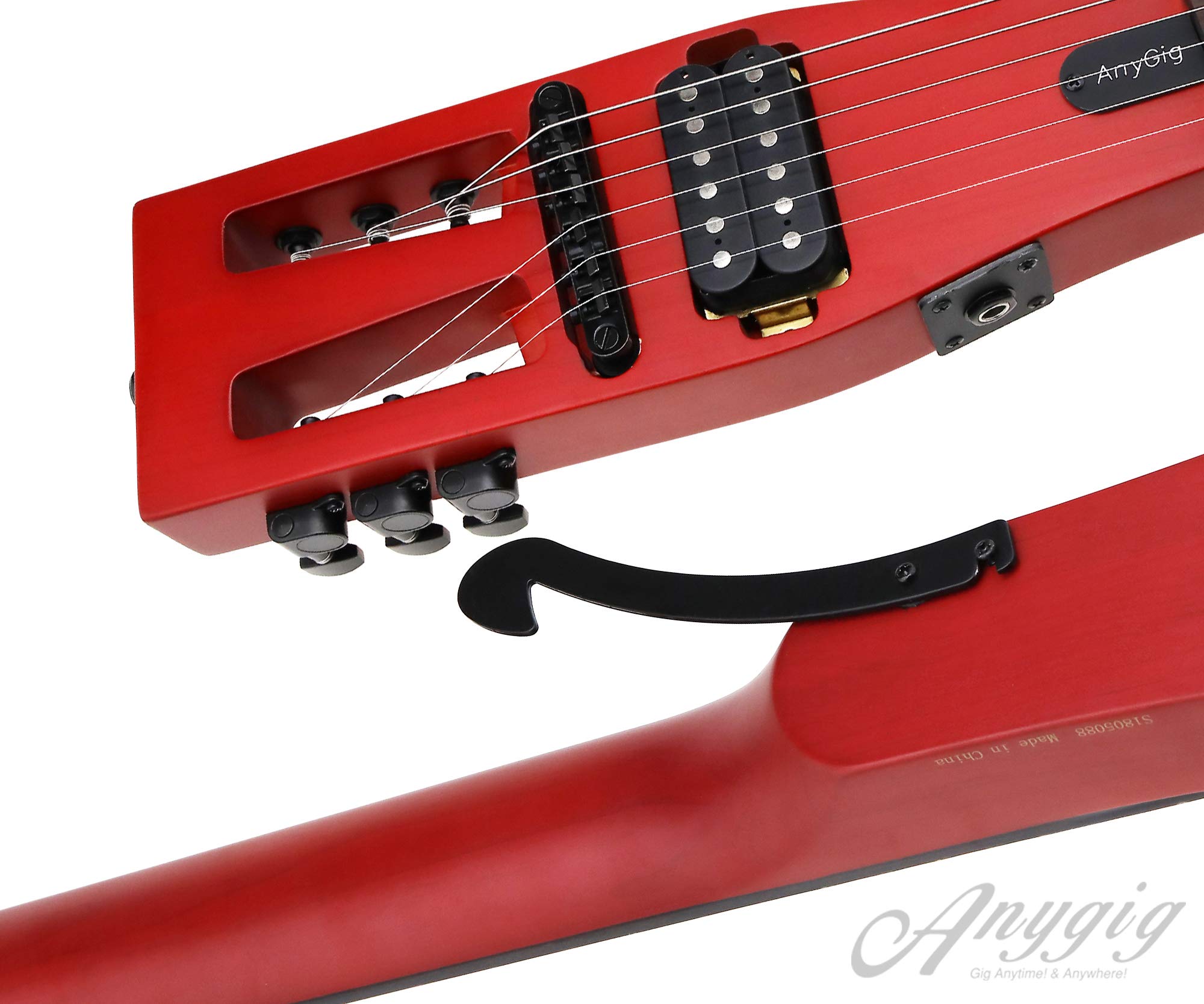 Anygig Electric Guitar Practice Portable Travel 82CM 1.6KG Cherry Matte 25.5" Full Scale with Gigbag Right Handed