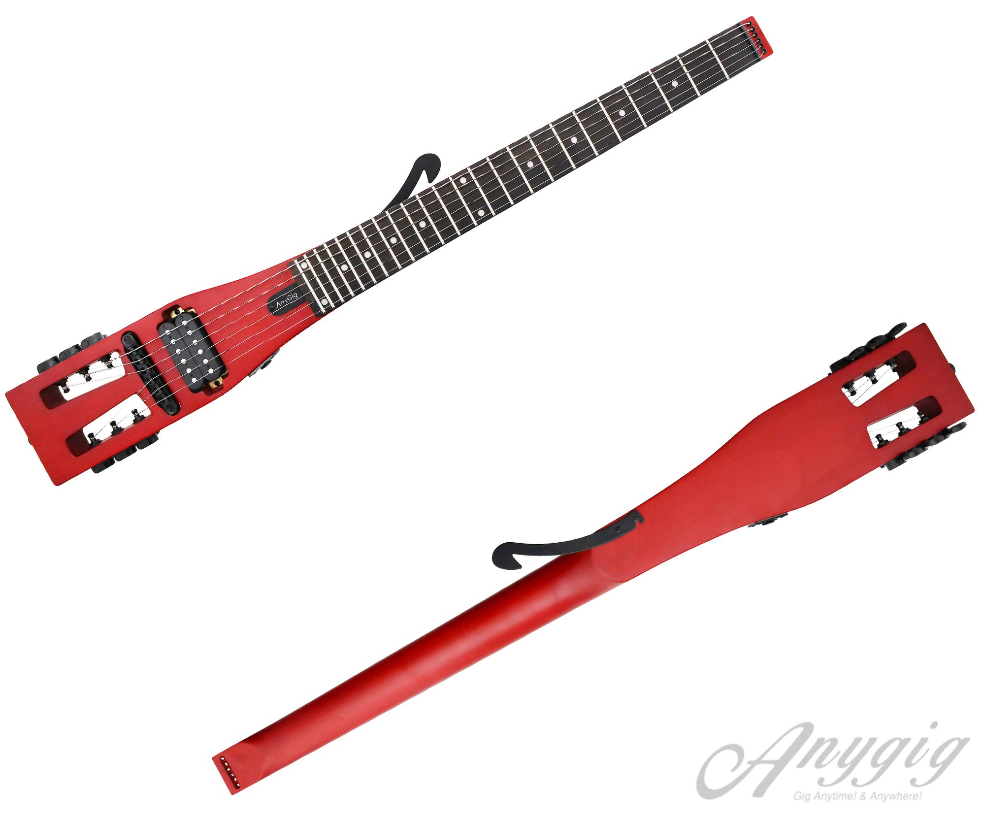 Anygig Electric Guitar Practice Portable Travel 82CM 1.6KG Cherry Matte 25.5" Full Scale with Gigbag Right Handed