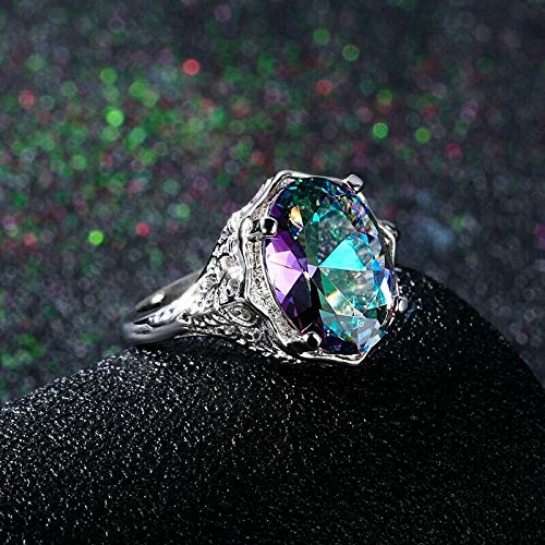 Genuine Rainbow Fire Mystic Topaz Ring Solid 925 Sterling Silver (7)