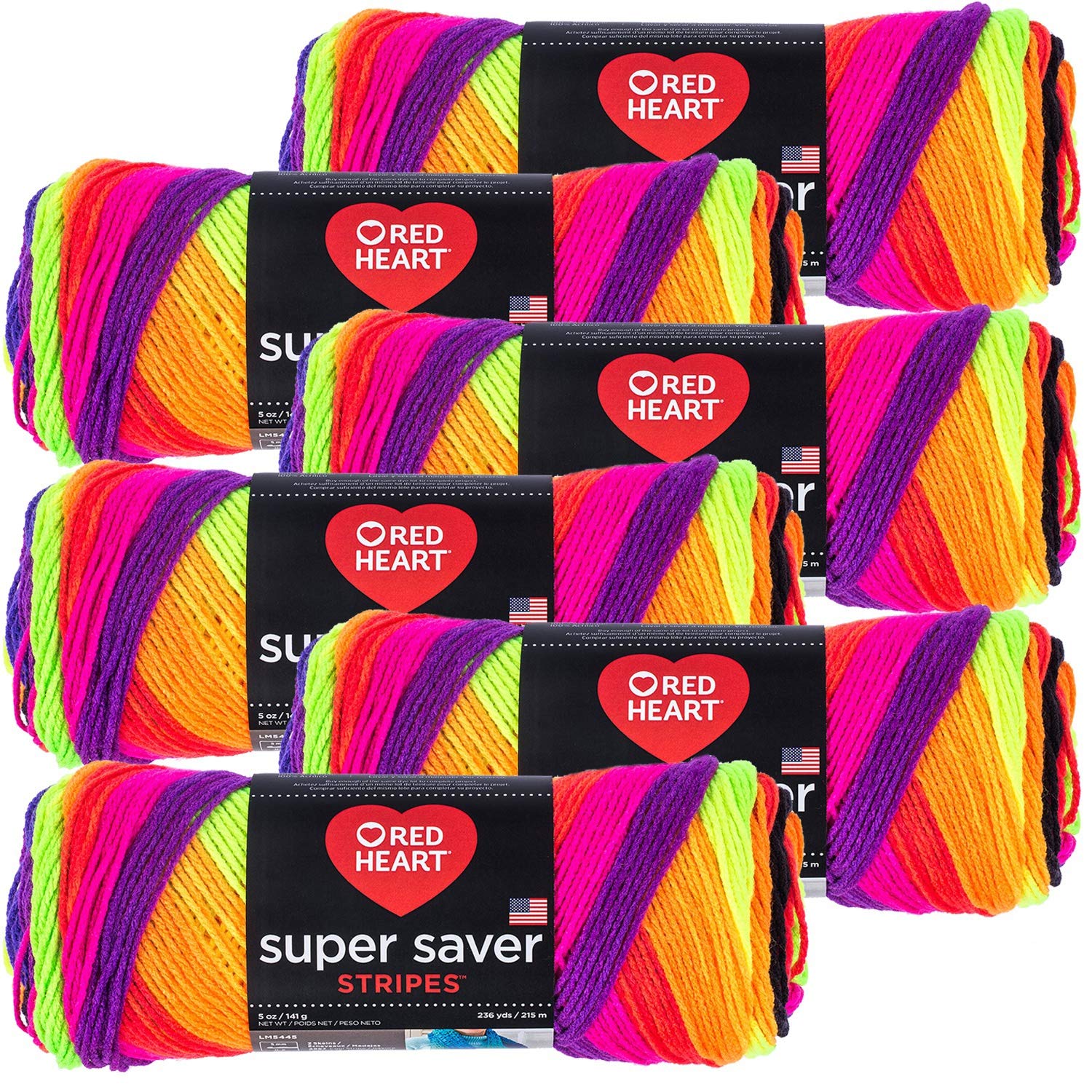 Red Heart Bright Stripe Super Saver Yarn 6/Pk 6 Pack